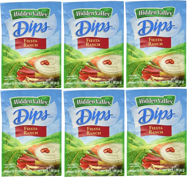 HIDDEN VALLEY DIPS Mix, Fiesta Ranch 1.1 Oz Packets (Pack of 6) $21.98 ...