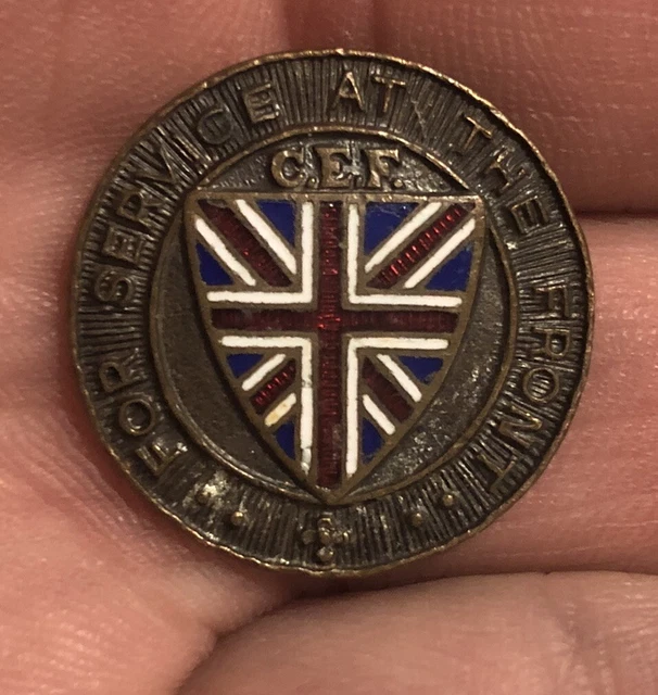 RARE! CANADIAN WWI WW1 For Service at the Front Vintage Screw Back ...