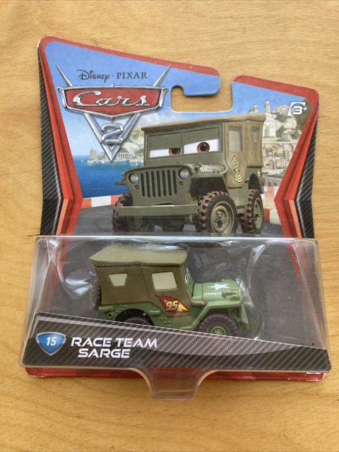 MATTEL DISNEY PIXAR Cars 2 “ RACE TEAM SARGE “ #15 Metal JEEP 1:55 ...
