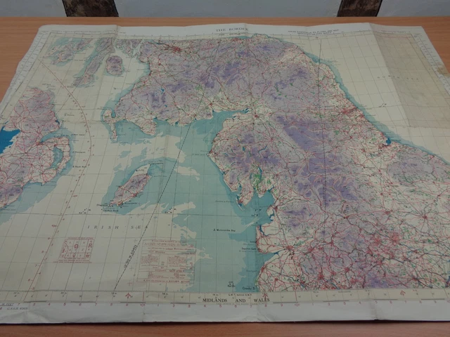 ORIGINAL WW2 (1942) RAF "WAR" Map entitled "THE BORDER" (from HULL to ...