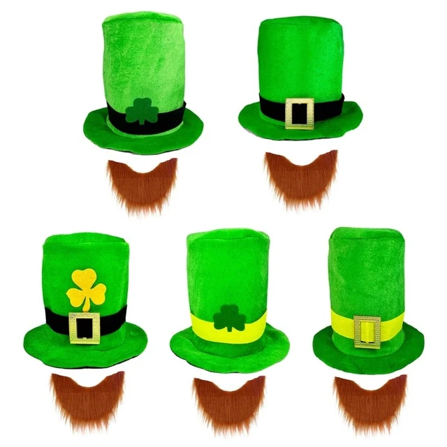 TRADITIONAL IRISH GREEN Tops Hat And Beard Accessory for Cultural Event ...