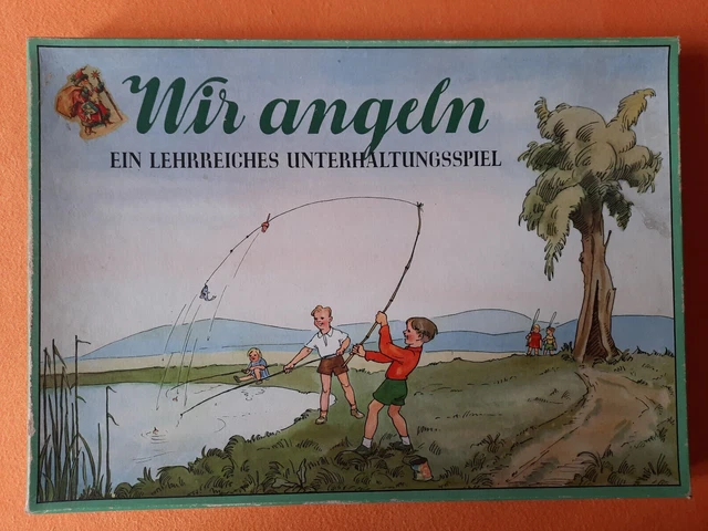 BRETTSPIEL WIR ANGELN Ein lehrreiches Unterhaltungsspiel DDR 1958 EUR ...