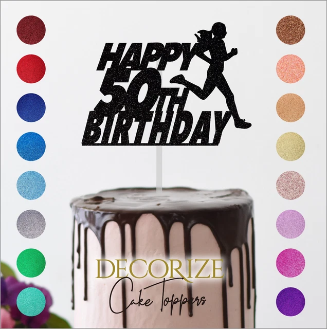 PERSONALISED MARATHON RUNNING Lady Glitter Cake Topper Birthday Party ...