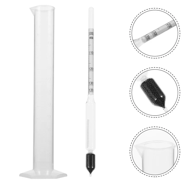 GRADUATED CYLINDER MEASURING Alcohol Tester Specific Gravity Hydrometer ...