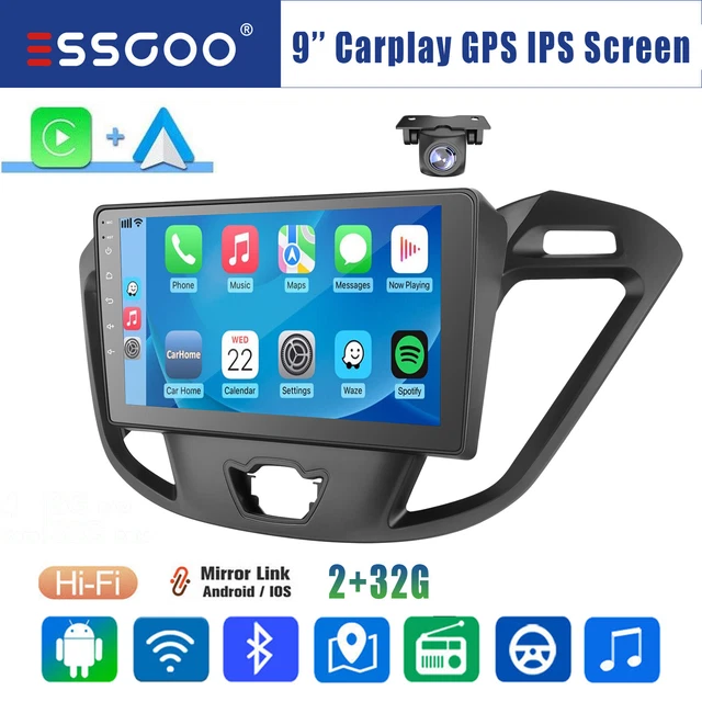 AUTORADIO CARPLAY ANDROID 12 RDS WIFI GPS Navi per Ford Transit Custom ...