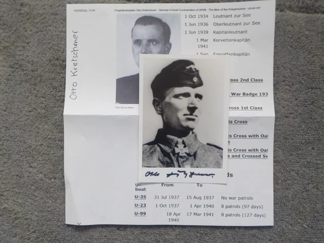 WW2 GERMAN U Boat Ace Heinz Frank Knights Cross Signed Photograph U-262 ...