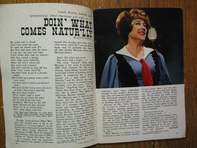 3/1967 TV GUIDE Magazin (ZALE PARRY/MARINELAND CARNIVAL/ETHEL MERMAN ...