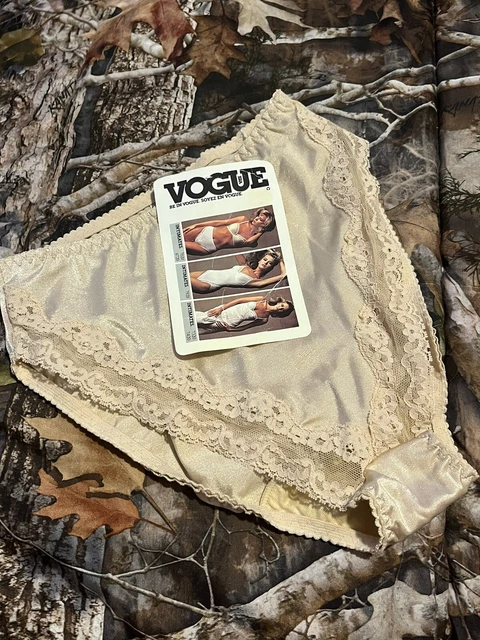 VTG NYLON VOGUE Bra Intimates High Cut Panty NOS TAGS Medium Nude Satin ...
