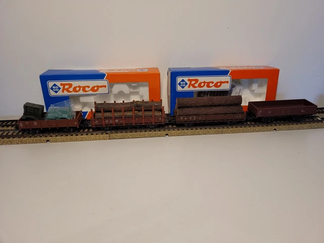 ROCO H0 LOT De 4 Wagons Marchandises Avec Chargement 46034B/46064 ...
