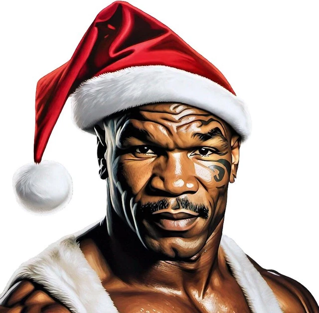 MIKE TYSON INSPIRED Fan Art Mike Tyson Wearing A Santa Hat £3.32 ...