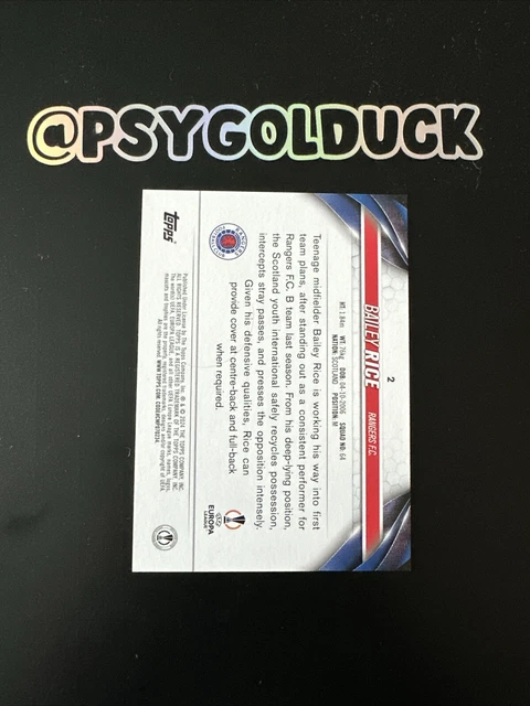 TOPPS UEFA CLUB Competitions flagship 2023 2024 Bailey Rice Rangers RC ...