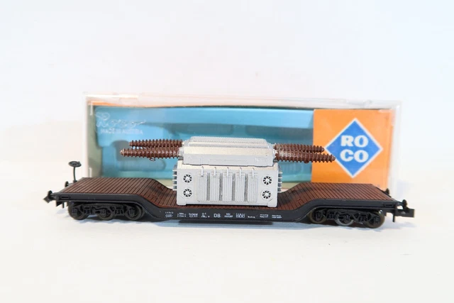 CAMION LOURD ROCO échelle N 2357 wagon à chargement surbaissé avec transformateur EMBALLAGE D ...