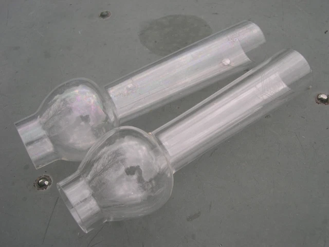 TWO VINTAGE GLASS Chimneys For Ditmar Vienna Flat Wick Kerosene Oil ...