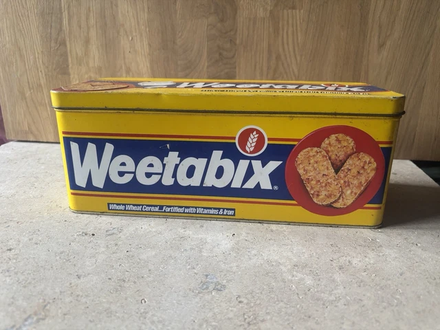RETRO VINTAGE WEETABIX Cereal Metal Tin Hinged Lid 1970 Food Storage ...