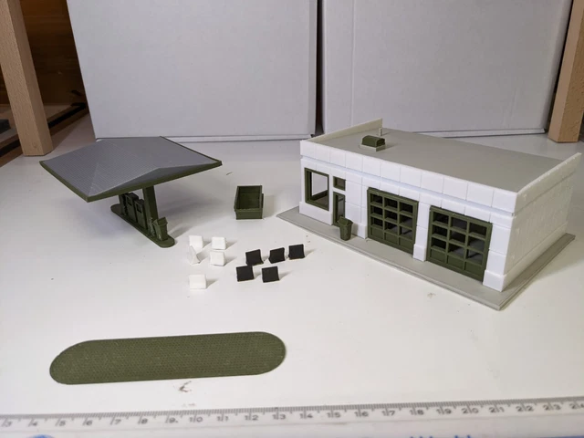 H0 HO 1:87 Gebäude Tankstelle Bausatz (6) 3D Druck - gr ws sw EUR 8,00 ...