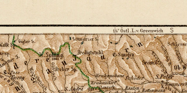 MAPPA STORICA DELLA Carinzia litografia circa 1905 mappa antica ...