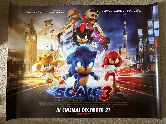 SONIC THE HEDGEHOG 3 Rare Original UK Double Sided Cinema Quad Poster £ ...