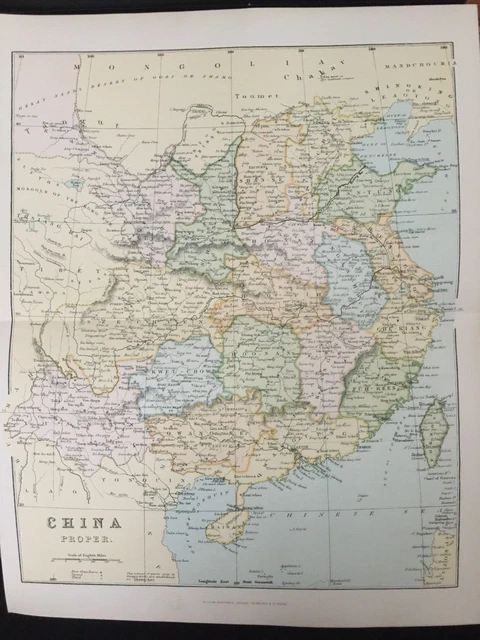 ANTIQUE PRINT DATED C1870's Map Of China Proper Map Of Asia World Map £ ...