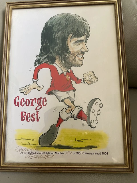 GEORGE BEST LIMITED Edition Caricature By Norman Hood Signed By Artist ...