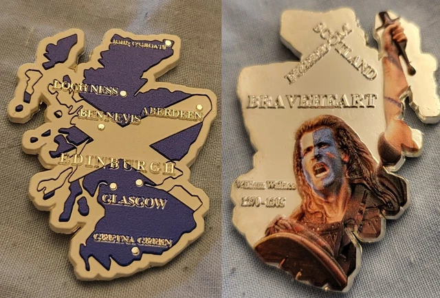 SCOTLAND FLAG MAP Silver Coin Brave Heart Glasgow Edinburgh William ...