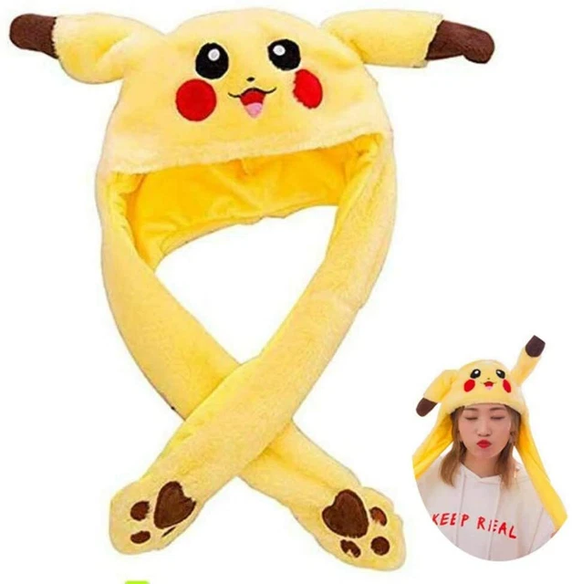 UK SELLER PIKACHU Rabbit Hat Plush Moving Ears Pressing with Airbag Cap ...