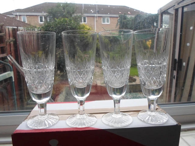 THOMAS WEBB CRYSTAL " WELLINGTON " Champagne Flute / Glass x 4 £66.00 ...
