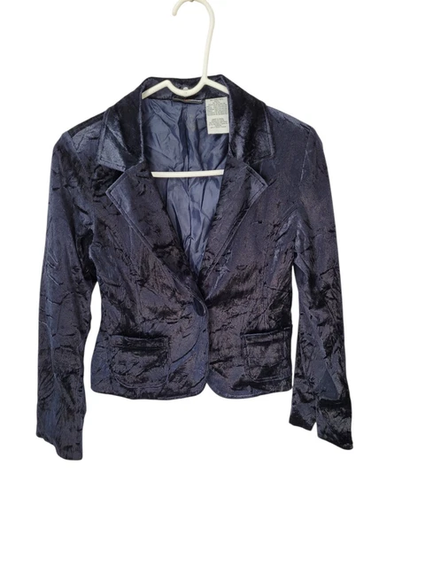MARY-KATE AND ASHLEY Jacket Navy Blue Velvet XL 14-16 Vintage Y2K READ ...