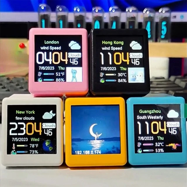 SMART WIFI WEATHER Station Clock DIY Cute GIF Animations Desktop ...