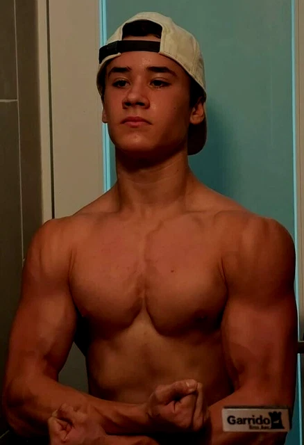 Shirtless Male Muscular Handsome Bare Chest Flex Frat Beefcake Photo