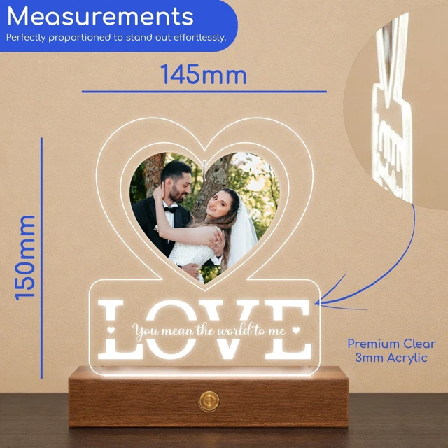 PERSONALISED VALENTINE'S DAY LED Acrylic Photo Light-Anniversary ...