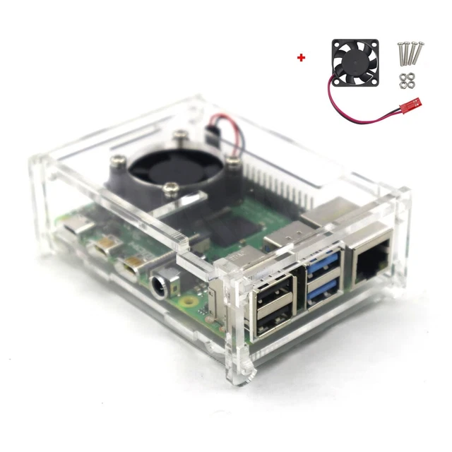 RASPBERRY PI 4 Model B Clear Acrylic Case Enclosure Box Kit with ...