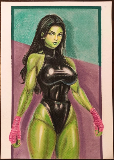 SEXY SHE-HULK (8X12/A4) Original Art Painting Sexy Pin Up by Zavhorodnia $78.63 - PicClick CA