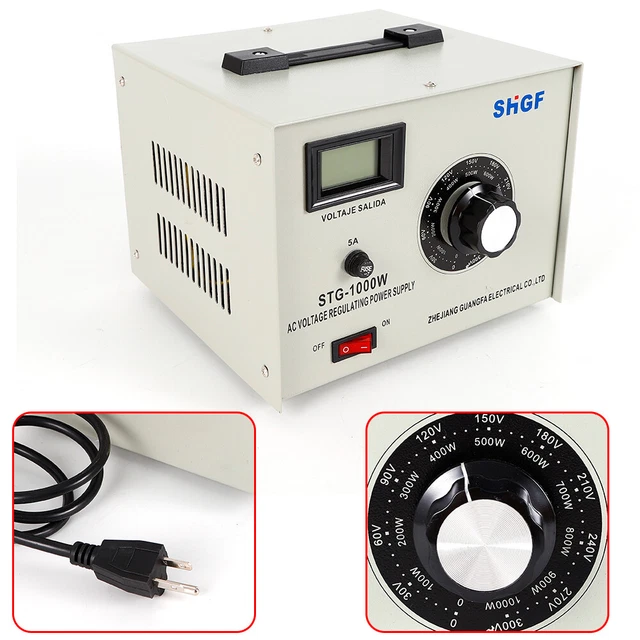 VARIAC AUTO TRANSFORMER AC Variable Voltage Regulator Metered STG-1000W ...