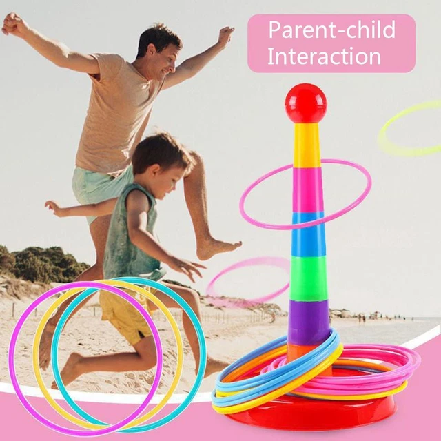 INTERACTIVE HOOP RINGS Ferrule Stacked Layers Ring Toss Sport Games $16 ...
