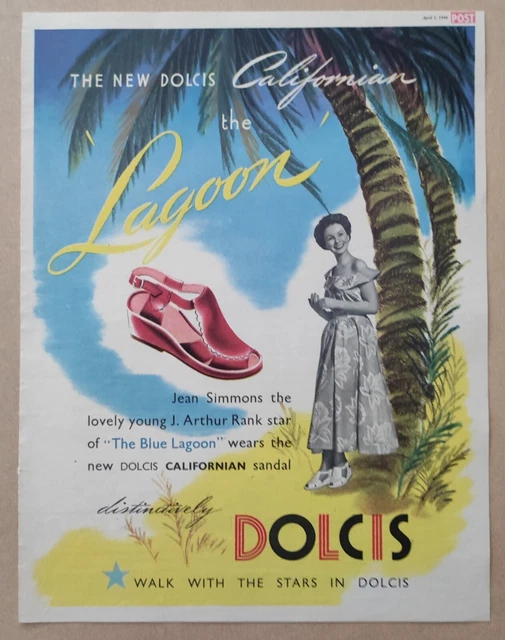 DOLCIS CALIFORNIAN SANDAL Jean Simmons Original UK Press Advert 1949 £5 ...