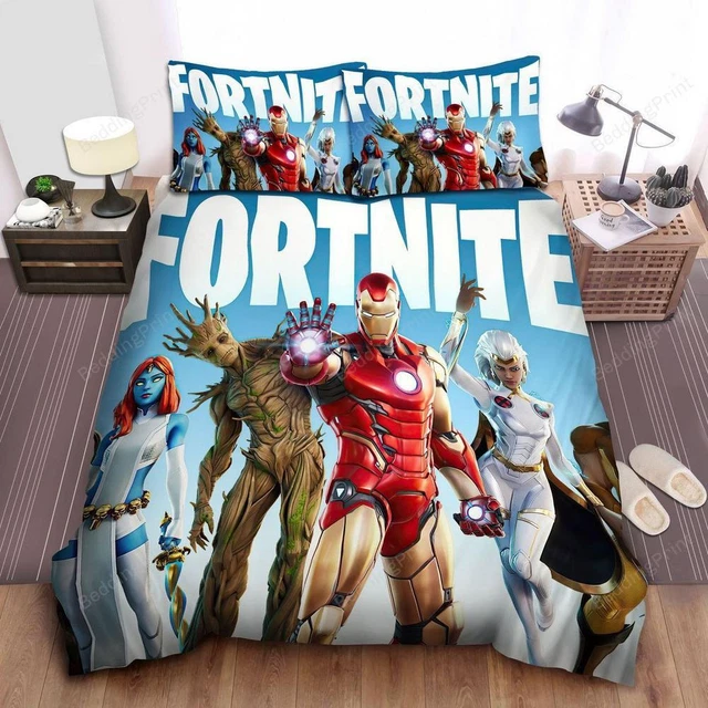 FORTNITE MARVEL SUPERHEROES Skins Quilt Duvet Cover Set Bed Linen Super ...