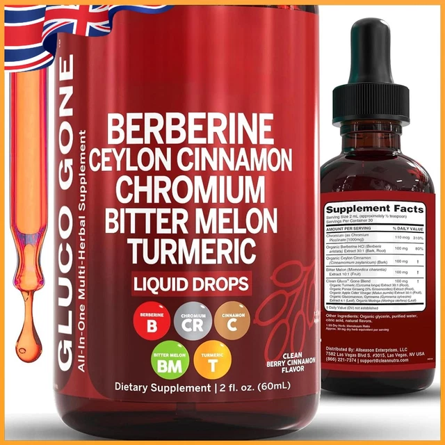 CLEAN NUTRA BERBERINE with Ceylon Cinnamon Liquid Drop Bitter Formula ...