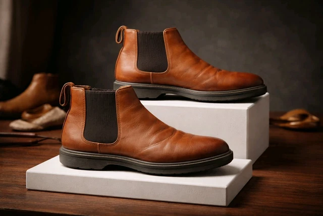 DR MARTENS FLORA 2976 AW501 Brown / Tan Leather Ankle Chelsea Boots UK ...