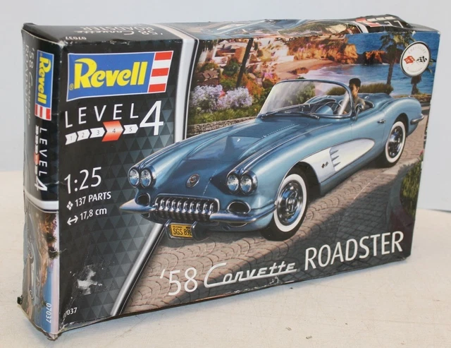 REVELL '58 CORVETTE Roadster 1:25 Scale Classic Sports Car Model Kit ...