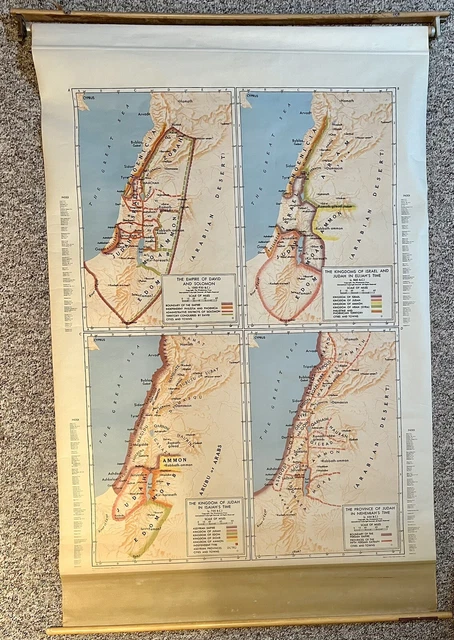 VINTAGE 1950S OLD Testament Roller Wall Map: Circa 1000 BC -4000BC ...