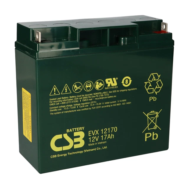 CSB-EVX12170 BLEI AKKU 12V 17Ah AGM wartungsfrei M5 Flachpol passend ...