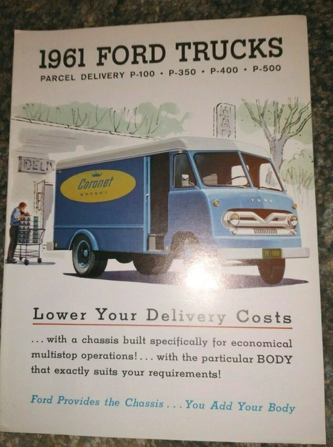VINTAGE 1961 FORD Truck Parcel Delivery P100 350 400 500 Brochure $8.99 ...