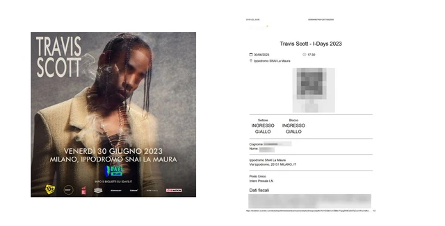 BIGLIETTO TRAVIS SCOTT, Milano, 30/06/2023 - Ingresso Giallo EUR 150,00 ...