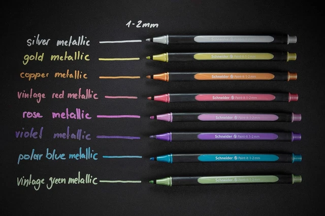 SCHNEIDER PAINT-IT 020 Metallic Liner 1-2mm Assorted, Wallet 8 pieces ...