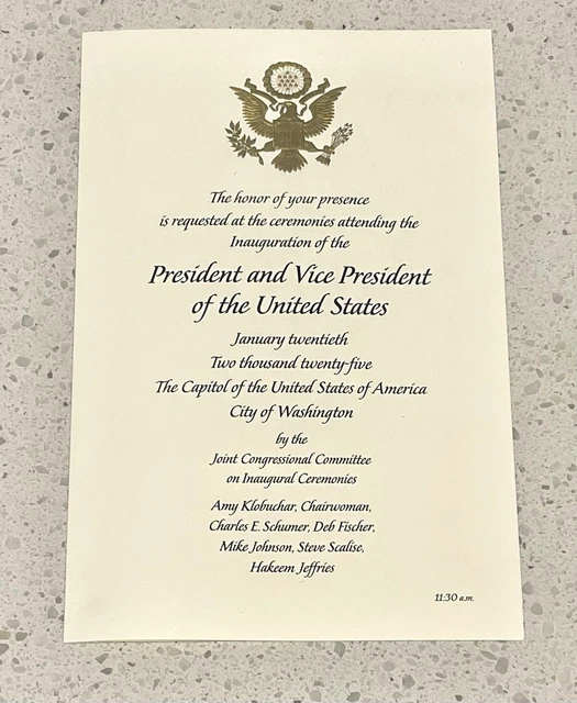 2025 DONALD TRUMP/JD Vance Inauguration Invitation and Program-Genuine ...