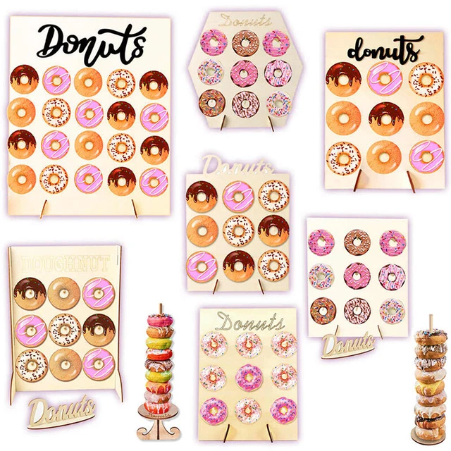 WOODEN DONUTS WALL Display Stand Holder - Candy Sweets Doughnut Rack ...