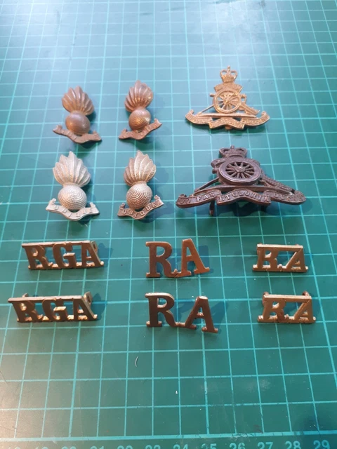 SMALL LOF BRITISH Army Royal Artillery Cap Hat Badges Titles Brass RA ...