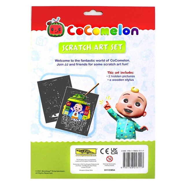 COCOMELON SCRATCH ART Set Colouring Sticker Book Activity Art & Crafts ...