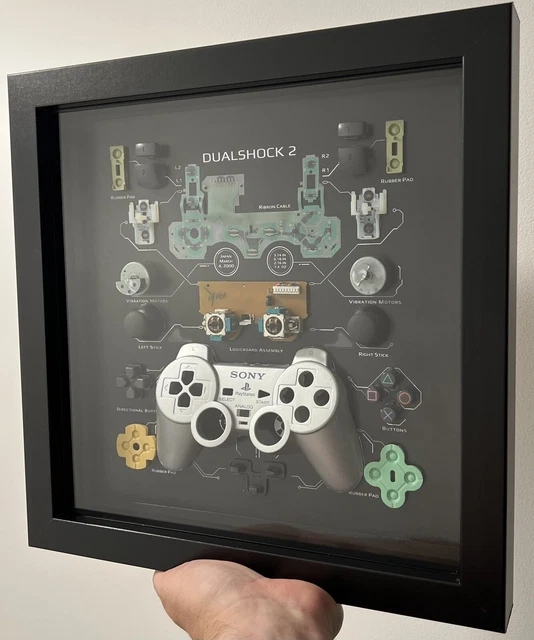 SONY PLAYSTATION DUALSHOCK 2 Controller Teardown in shadow box display ...