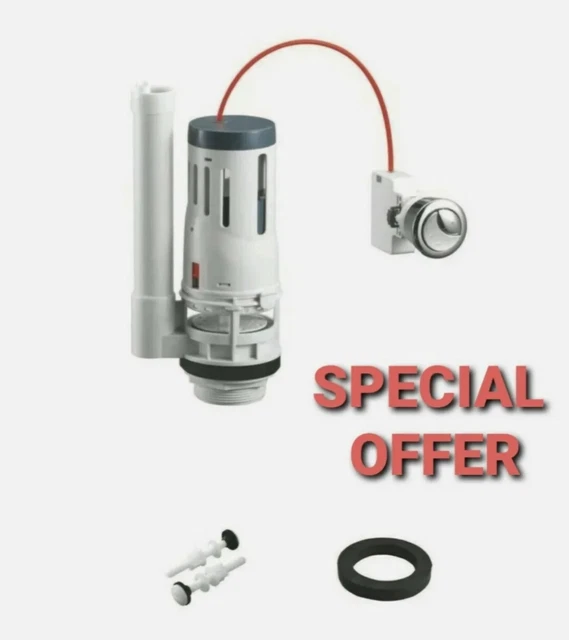 FLOMASTA PUSH-BUTTON DUAL-FLUSH Valve Syphon Drop 1/2 and Full Flush ...